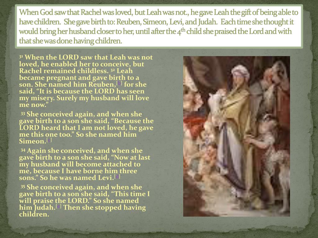 PPT - The Story of Jacob and his Wives Leah and Rachel PowerPoint ...