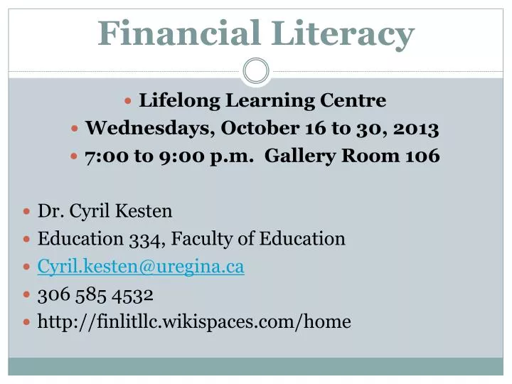 PPT - Financial Literacy PowerPoint Presentation, free download - ID ...