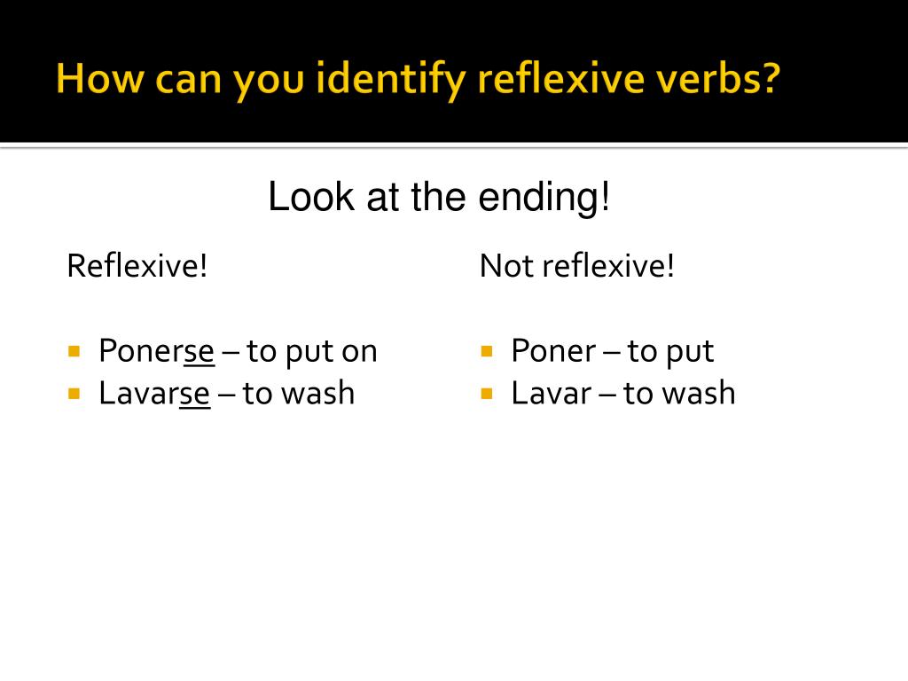PPT - Repaso de Verbos Reflexivos y pronombres PowerPoint Presentation ...