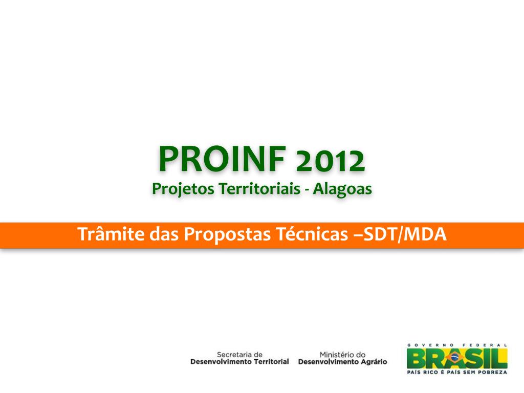 PPT - PROINF 2012 Projetos Territoriais - Alagoas PowerPoint Presentation - ID:2040109