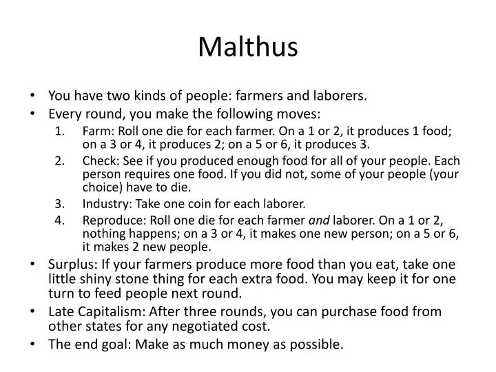 PPT - Malthus PowerPoint Presentation, free download - ID:2040976