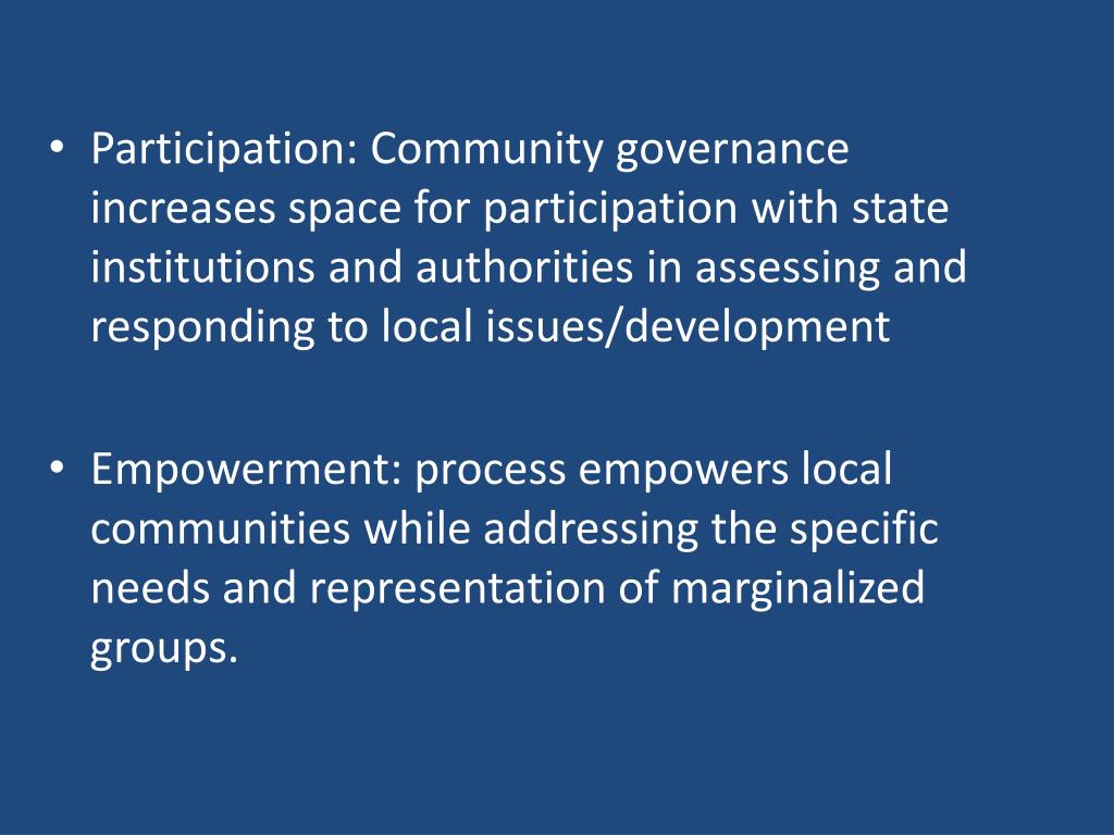PPT - COMMUNITY GOVERNANCE FOR SUSTAINABLE DEVELOPMENT: FOSTERING ...