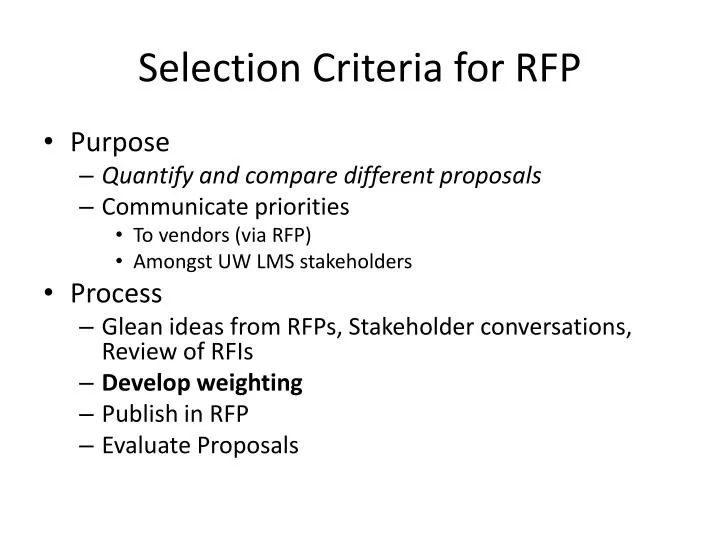 PPT - Selection Criteria for RFP PowerPoint Presentation, free download ...