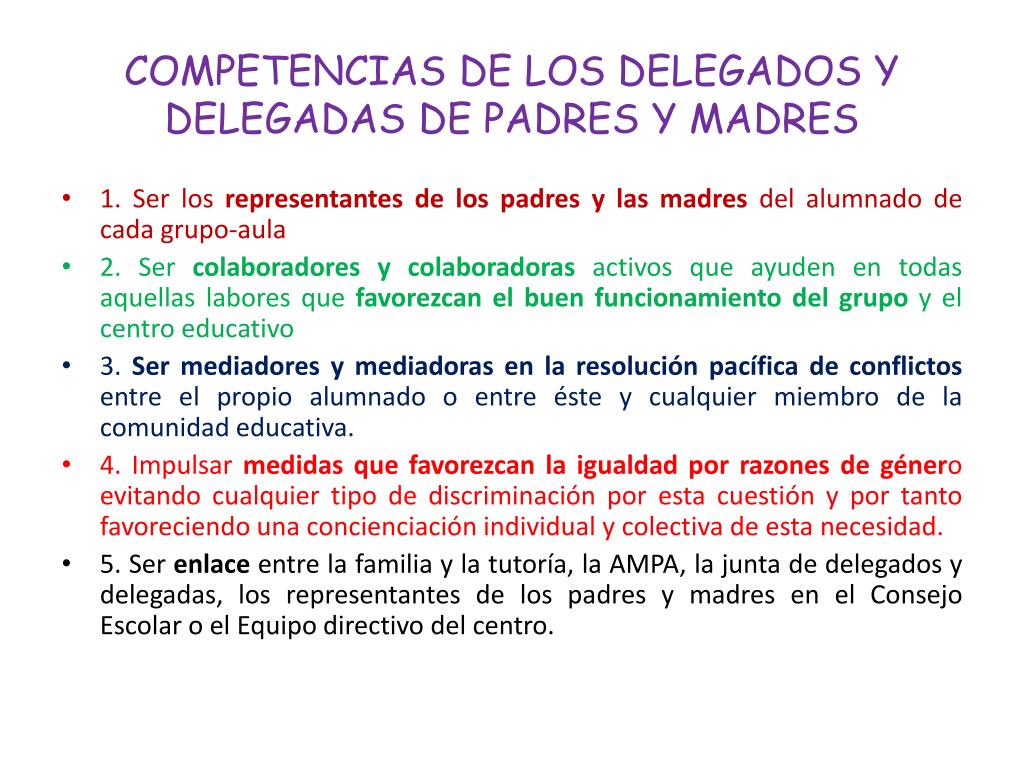 PPT - DELEGADOS Y DELEGADAS DE PADRES Y MADRES DEL ALUMNADO PowerPoint Presentation - ID:2044224