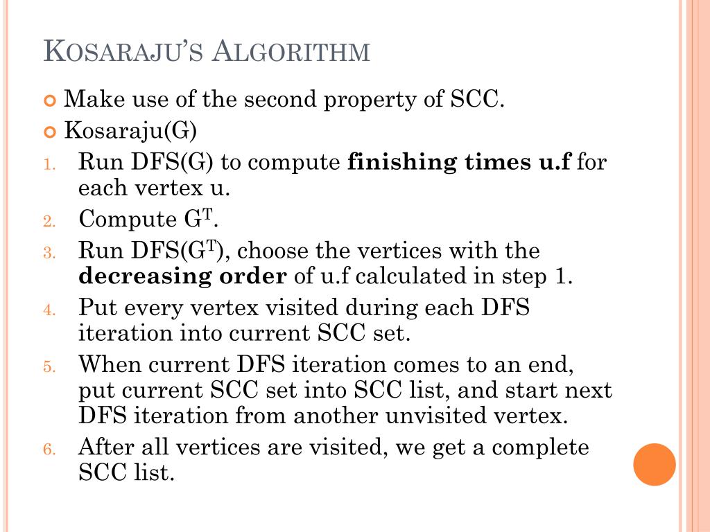 PPT - Find Strongly Connected C omponents Using K osaraju’s Algorithm ... PPT - Find Strongly Connected C omponents Using K osaraju’s Algorithm ...