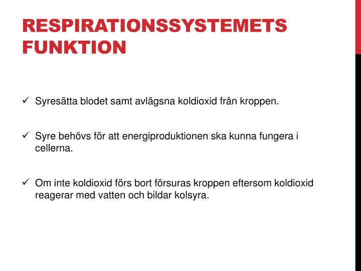 PPT - Respirationssystemet PowerPoint Presentation - ID:2046891