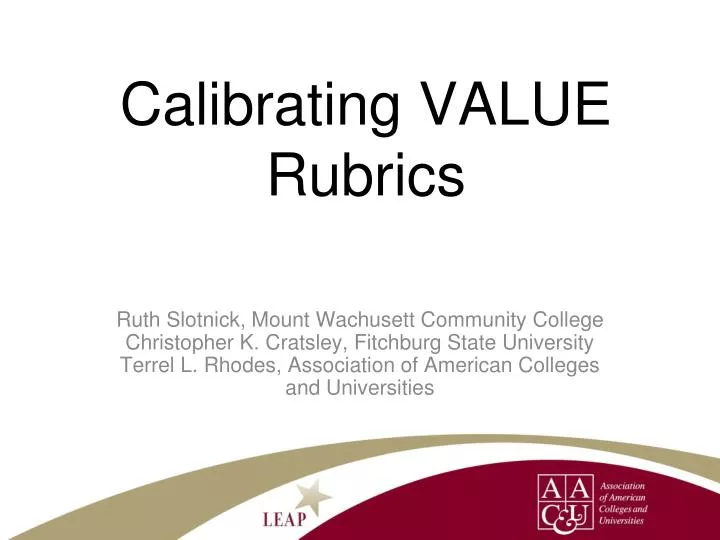 PPT - Calibrating VALUE Rubrics PowerPoint Presentation, free download ...
