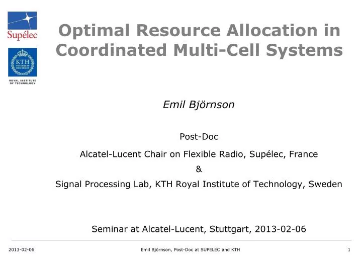 Ppt Optimal Resource Allocation In Coordinated Multi Cell Systems Powerpoint Presentation Id