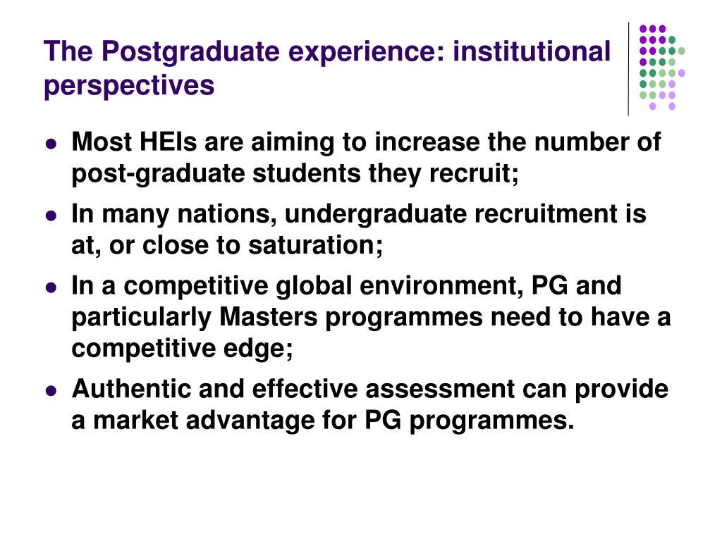 PPT - Enhancing the learning experience of Postgraduate students ...