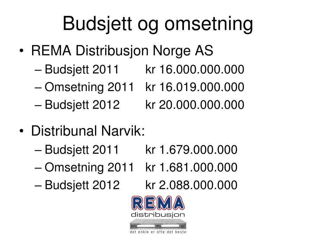 PPT - REMA Distribusjon Norge AS Distribunal Narvik Hjalmar Larssen ...