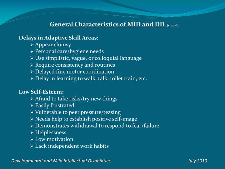 PPT - Intellectual Disabilities: Developmental & Mild Intellectual ...