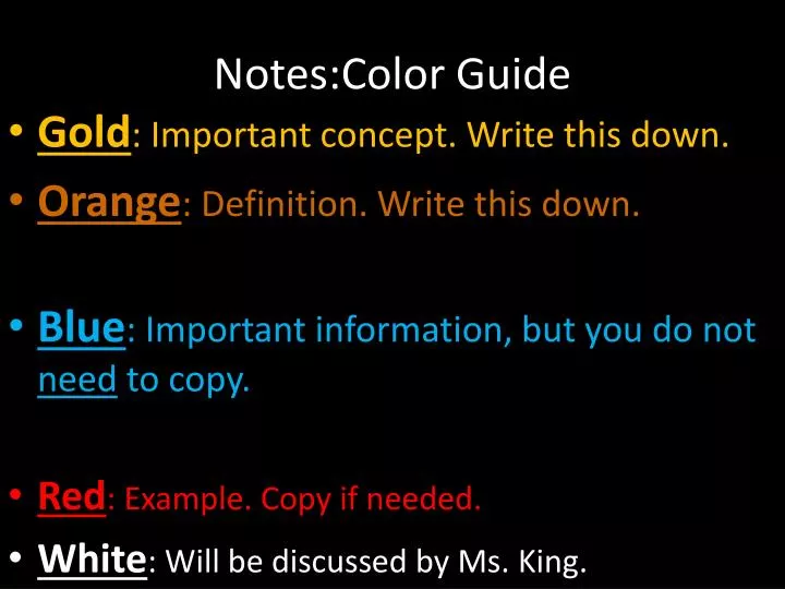 PPT - Notes:Color Guide PowerPoint Presentation, free download - ID:2051747