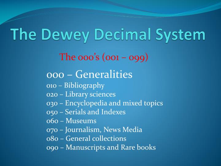 PPT - The Dewey Decimal System PowerPoint Presentation - ID:2051926
