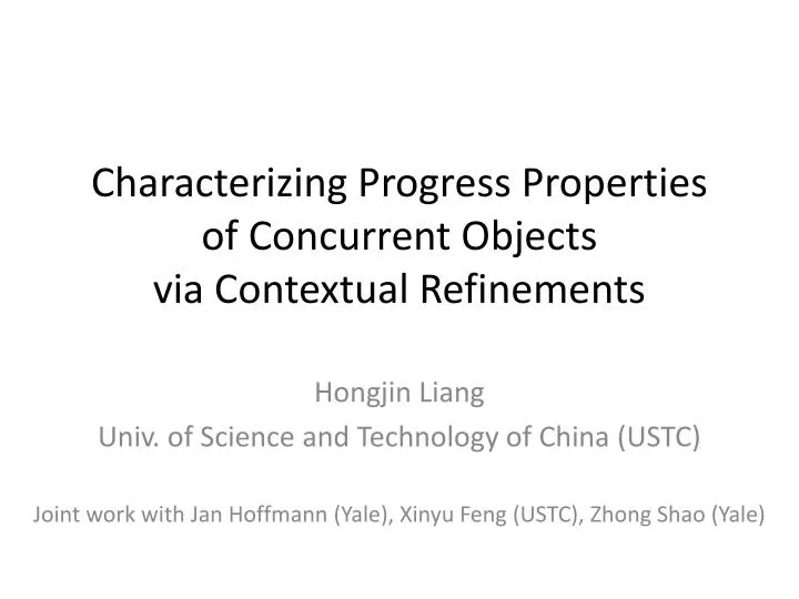 Ppt Characterizing Progress Properties Of Concurrent Objects Via 9376