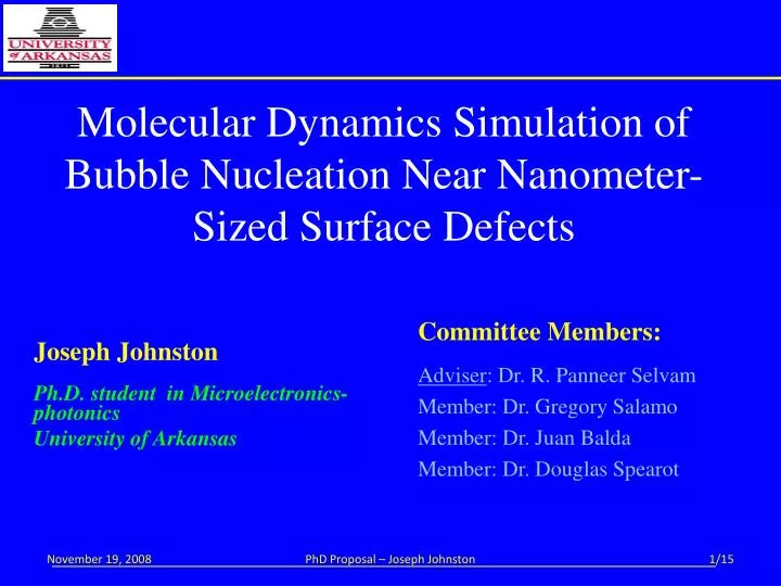 PPT - Molecular Dynamics Simulation of Bubble Nucleation Near Nanometer ...