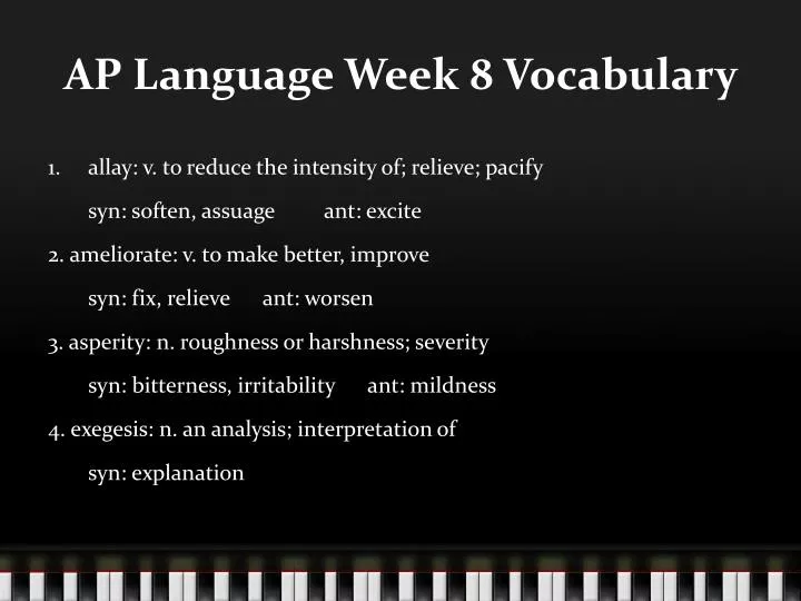 PPT - AP Language Week 8 Vocabulary PowerPoint Presentation, free ...
