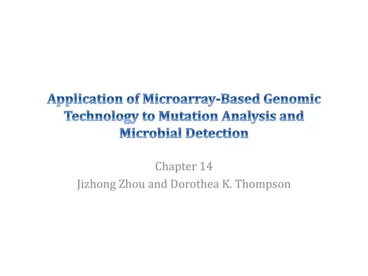 PPT - Chapter 14 Jizhong Zhou and Dorothea K. Thompson PowerPoint ...