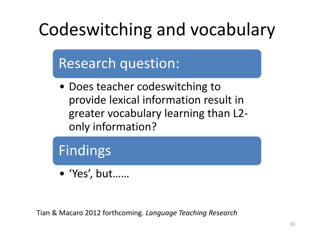 PPT - The teacher’s codeswitching and the learner’s strategic response ...