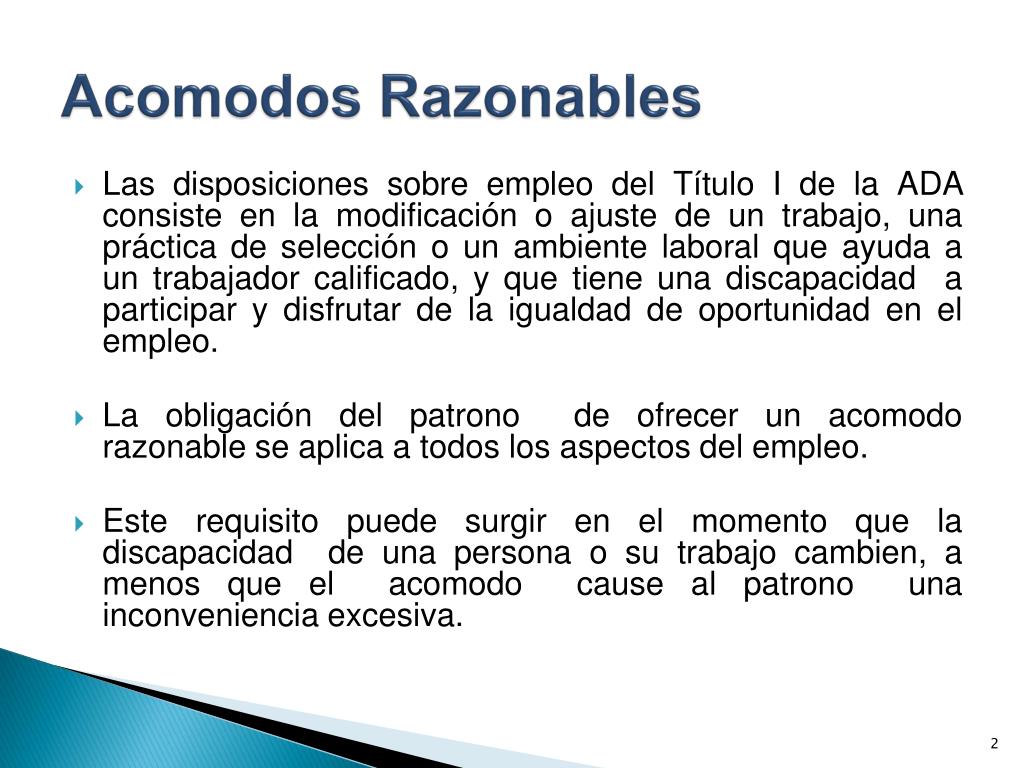PPT - Acomodos Razonables en el Empleo según Dispone la Ley PowerPoint ...