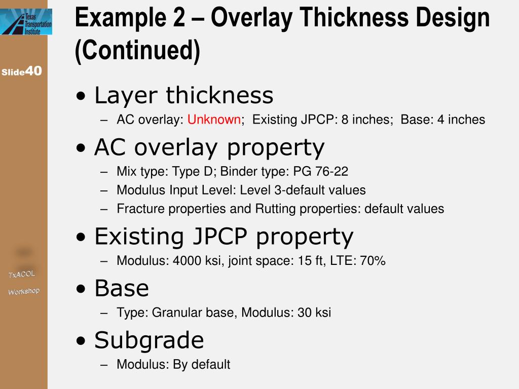 PPT - TxACOL Workshop Texas Asphalt Concrete Overlay Design and ...