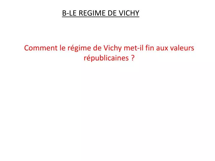PPT - B-LE REGIME DE VICHY PowerPoint Presentation, free download - ID ...