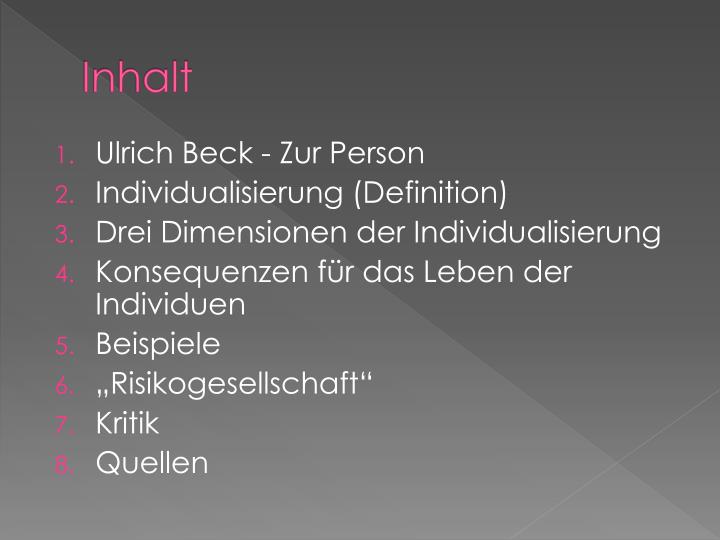 PPT - Individualisierung - Theorie von Ulrich Beck PowerPoint ...