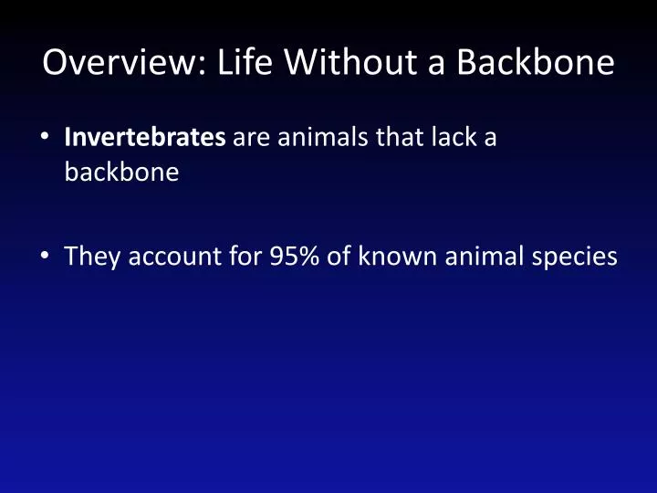 PPT - Overview: Life Without a Backbone PowerPoint Presentation, free ...