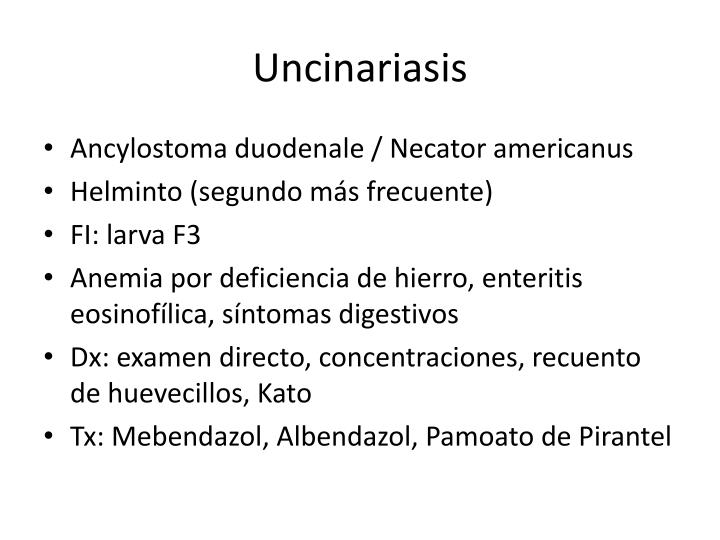 Uncinariasis O Anquilostomiasis Informacin Prctica