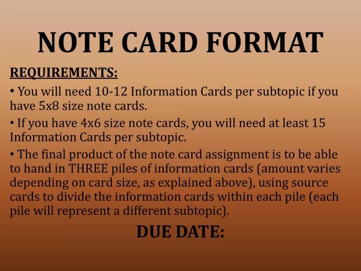 PPT - NOTE CARD FORMAT PowerPoint Presentation, free download - ID:2063924