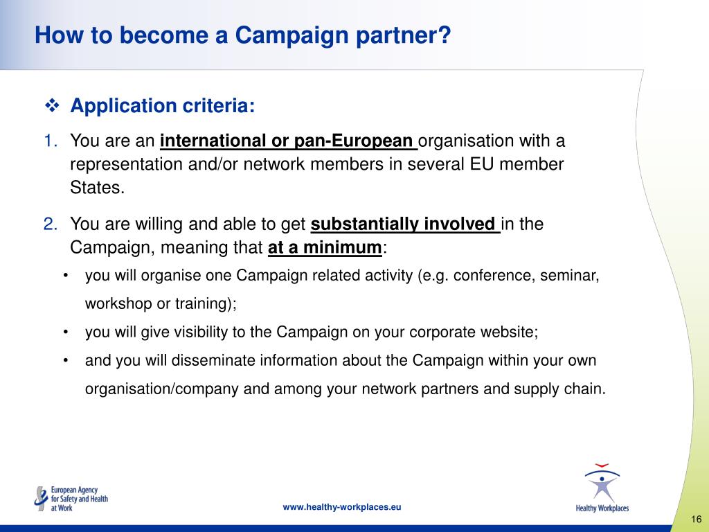 PPT - CAMPAIGN PARTNERSHIP OFFER Healthy Workplaces Campaign 2014-15 ...