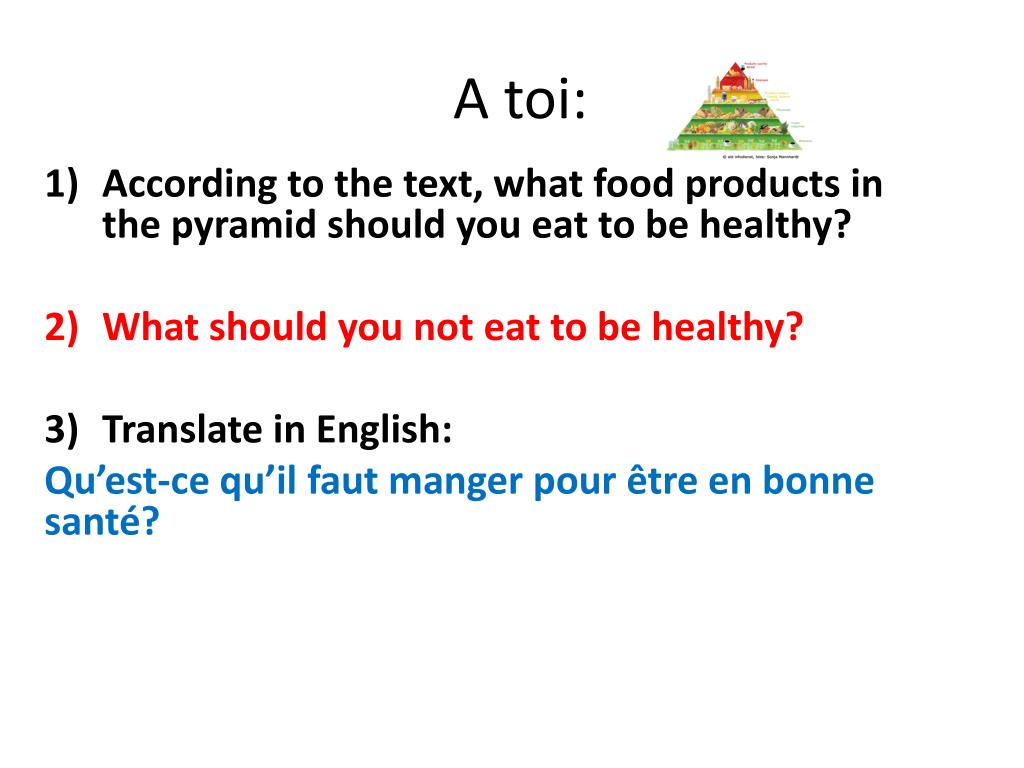 PPT - How? I will use the food vocabulary and the partitive article (du ...