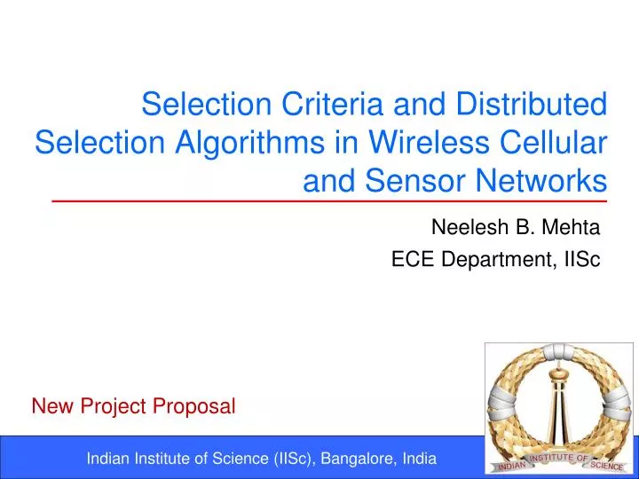 PPT - Selection Criteria and Distributed Selection Algorithms in ...