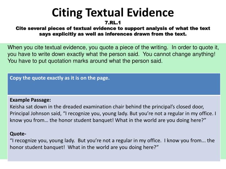 PPT - Mini-Lesson Textual Evidence PowerPoint Presentation - ID:2066523