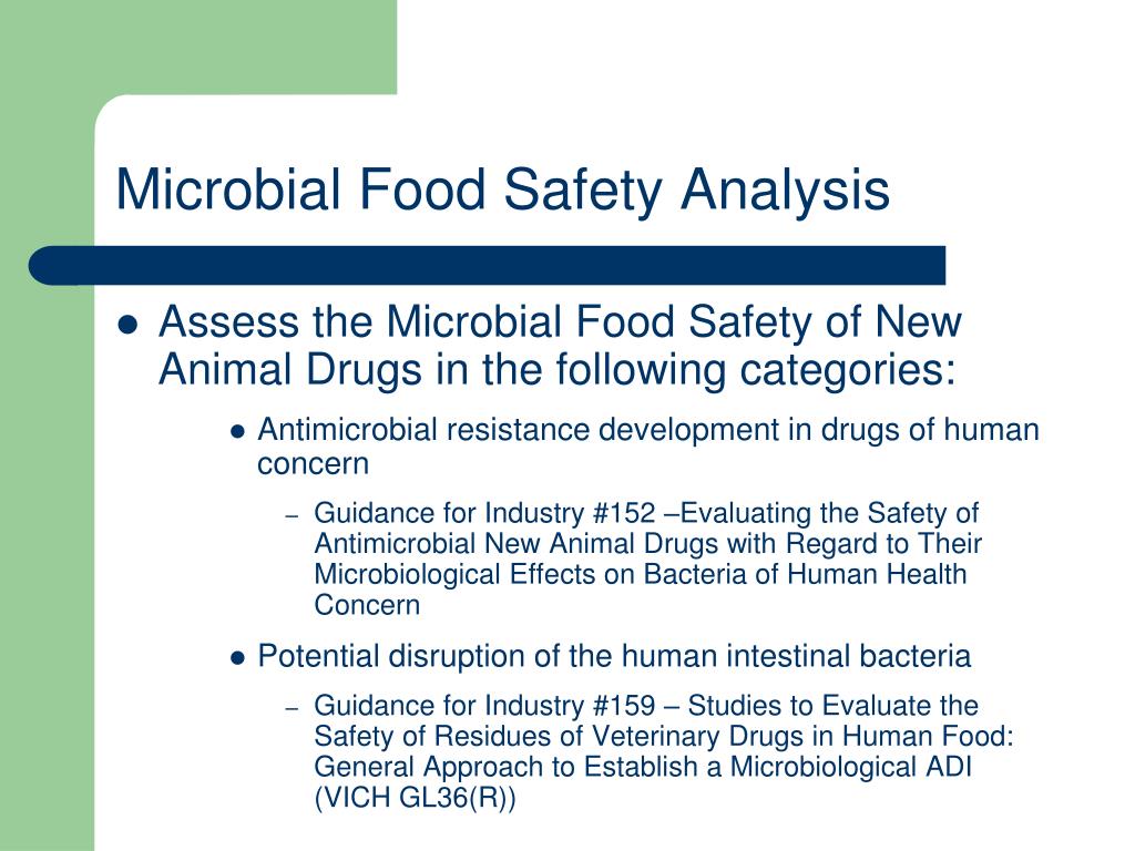 PPT - Human Food Safety of New Animal Drugs: Microbial Food Safety ...