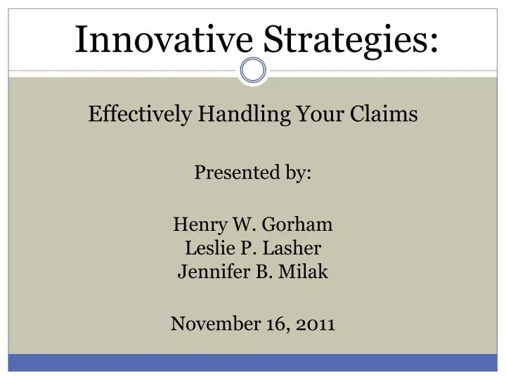 PPT - Innovative Strategies: PowerPoint Presentation, free download ...