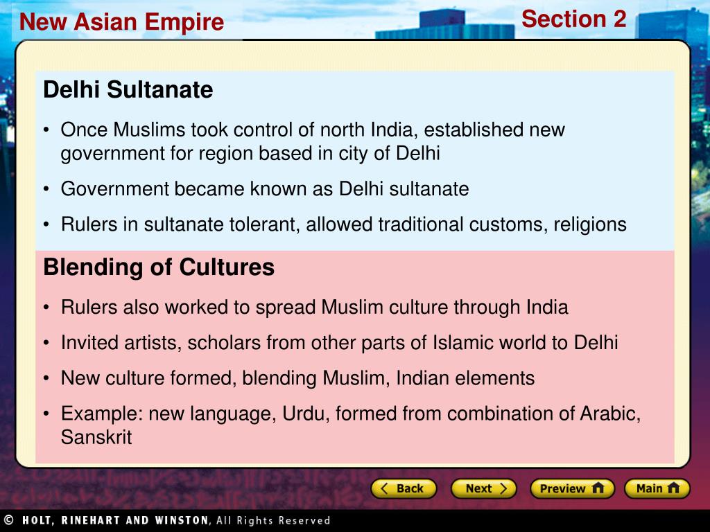 PPT - Preview Main Idea / Reading Focus Muslim Rule in India A New ...