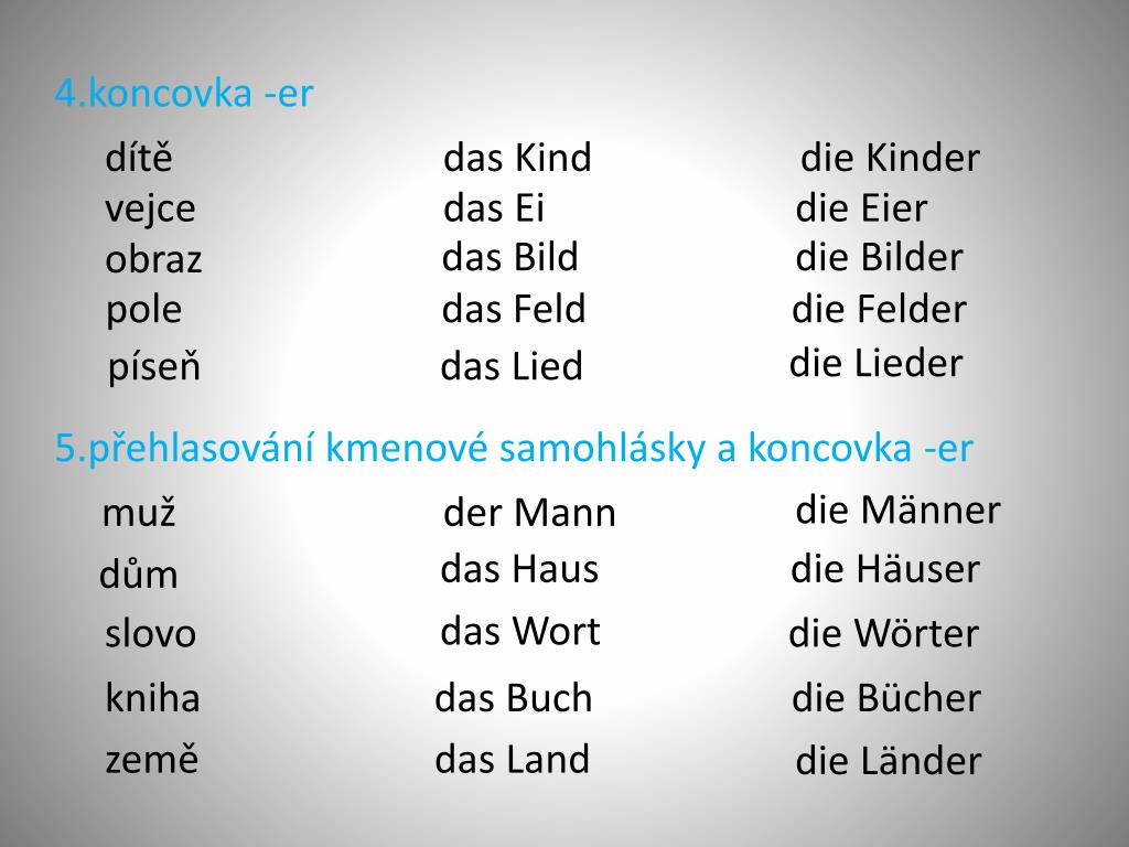 PPT - Die Pluralformen (Tvary množného čísla) PowerPoint Presentation ...