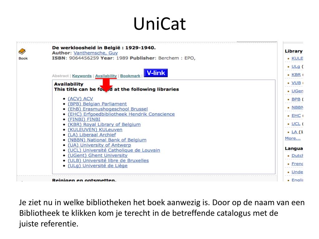 PPT - Opzoeken in de VUB- catalogus www. vub.ac.be /BIBLIO PowerPoint ...