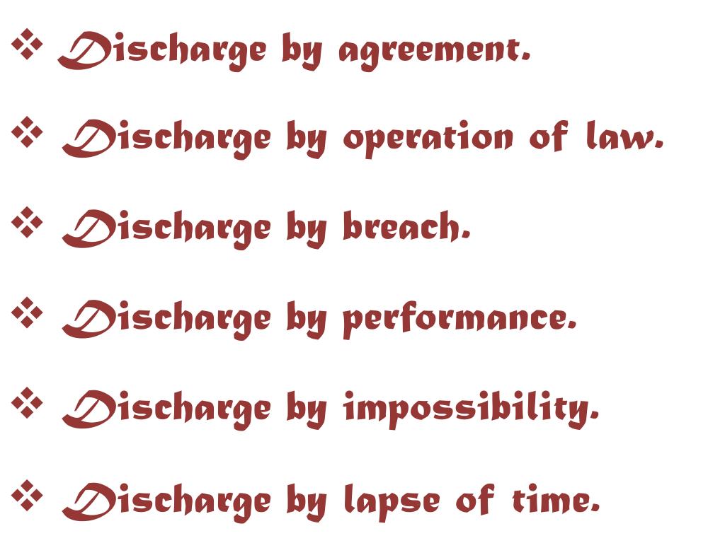 PPT - DISCHARGE OF CONTRACT (COMMERCIAL and LABOUR LAW) PowerPoint ...