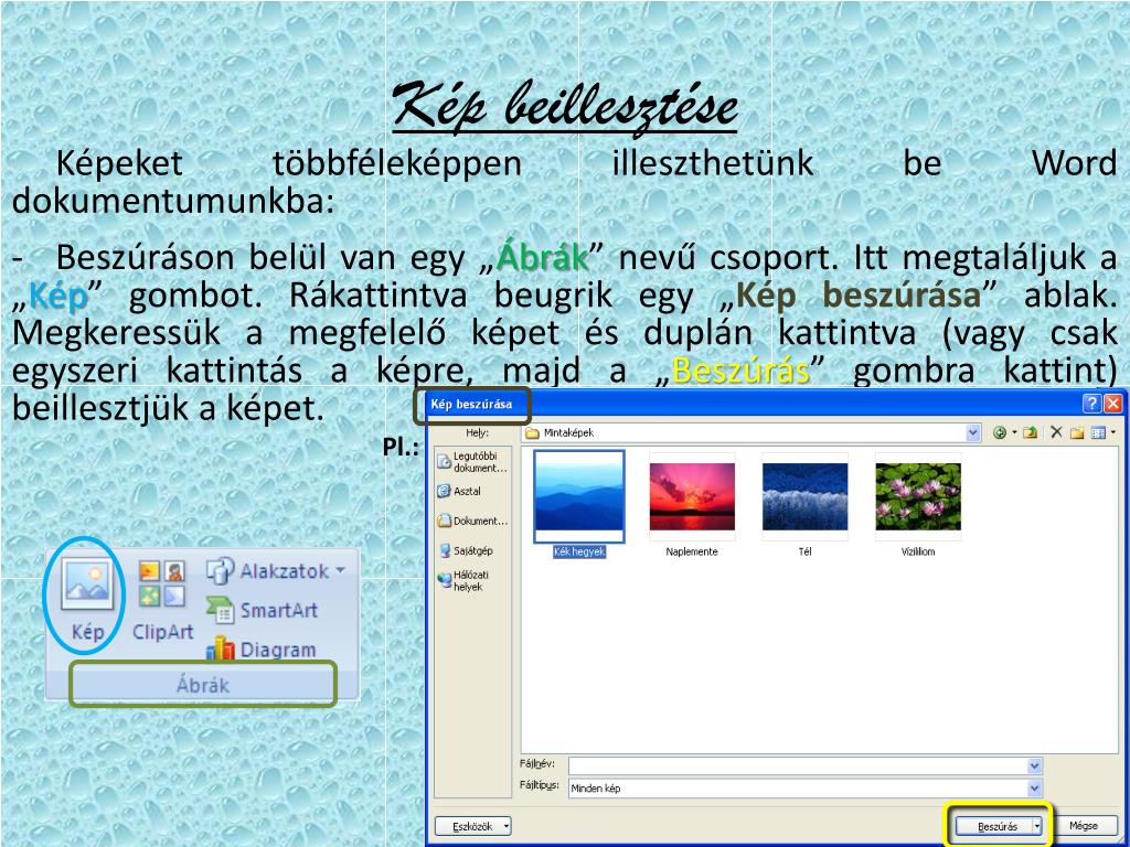 PPT - Képek beillesztése, formázása dokumentumokban PowerPoint ...