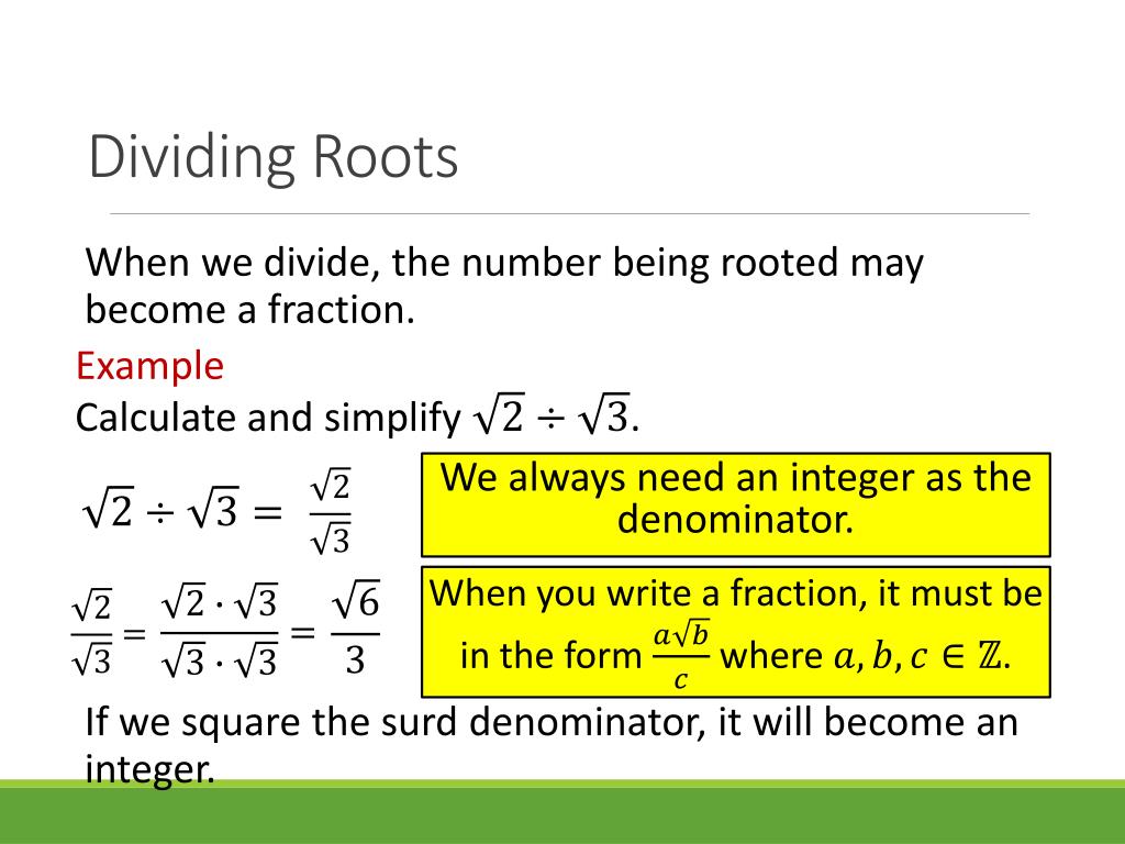 PPT Multiplying And Dividing Surds PowerPoint Presentation Free