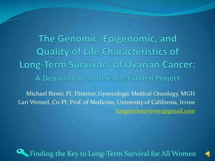 PPT - Michael Birrer, PI, Director, Gynecologic Medical Oncology, MGH ...