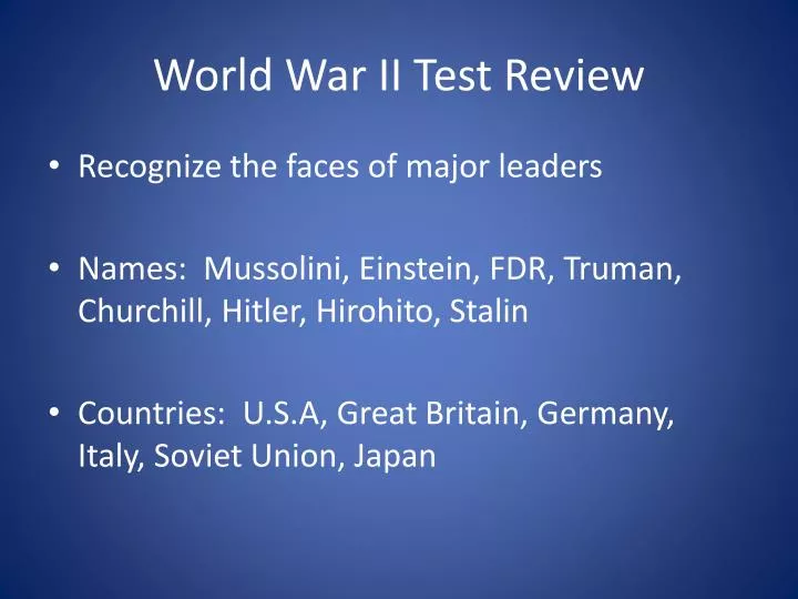 PPT - World War II Test Review PowerPoint Presentation, free download ...