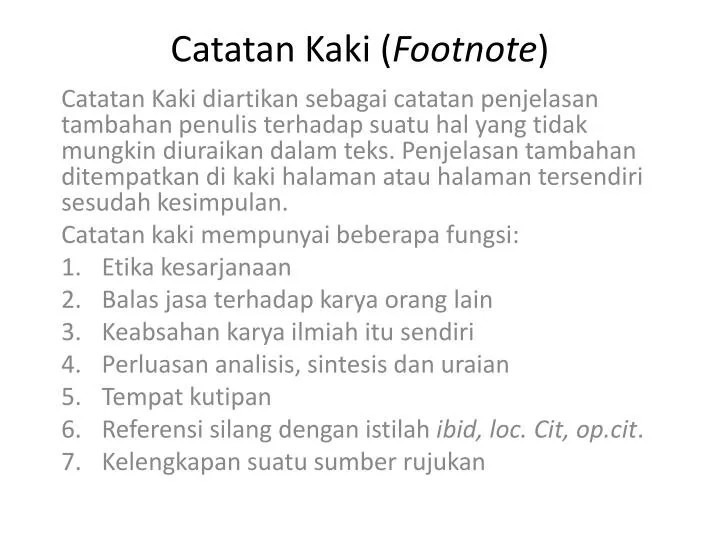 PPT - Catatan Kaki ( Footnote ) PowerPoint Presentation, free download ...