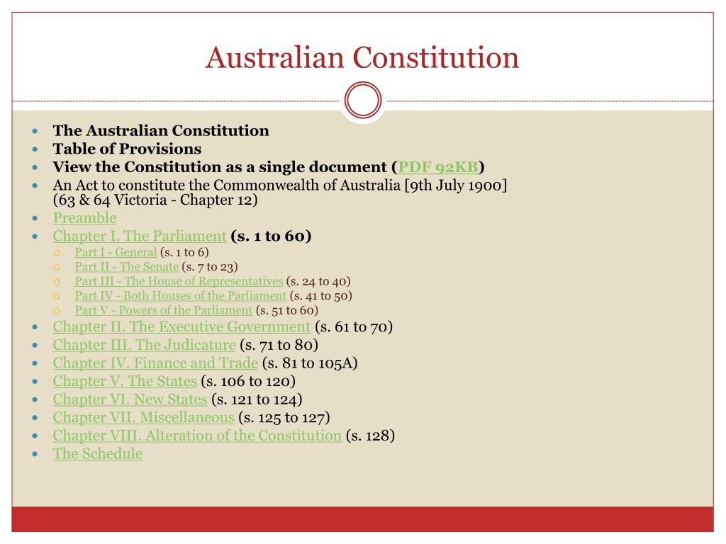 PPT - Australian Parliamentary Government Constitution Overview ...