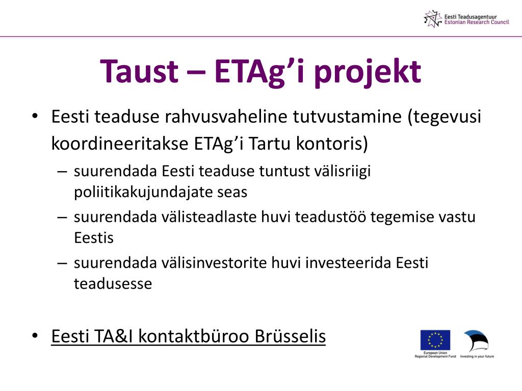 PPT - Eesti TA&I kontaktbüroo Brüsselis PowerPoint Presentation - ID ...