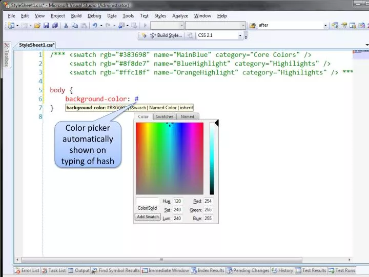 PPT - Color picker automatically shown on typing of hash PowerPoint ...