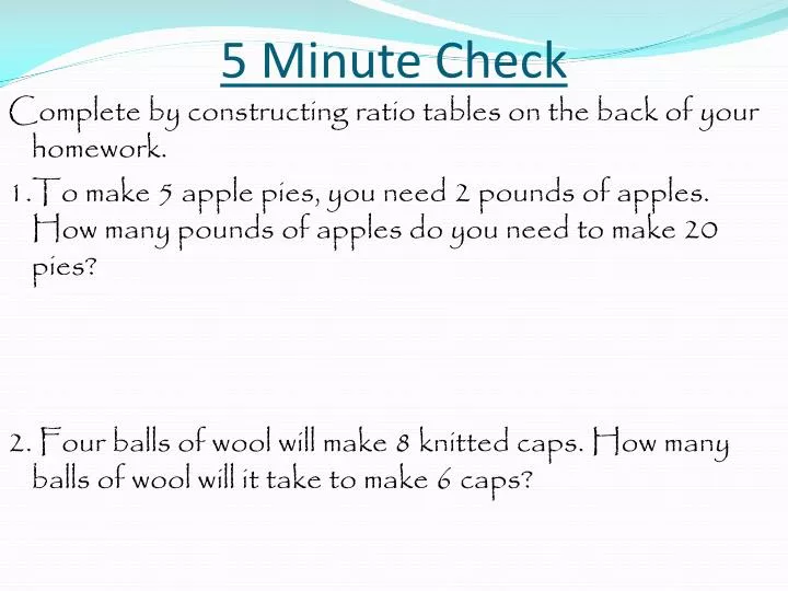 PPT - 5 Minute Check PowerPoint Presentation, free download - ID:2082214
