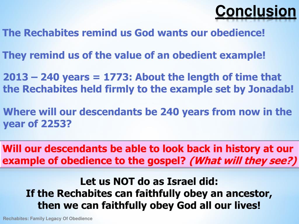 PPT - Rechabites: Family Legacy Of Obedience PowerPoint Presentation ...