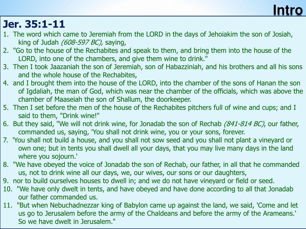 PPT - Rechabites: Family Legacy Of Obedience PowerPoint Presentation ...